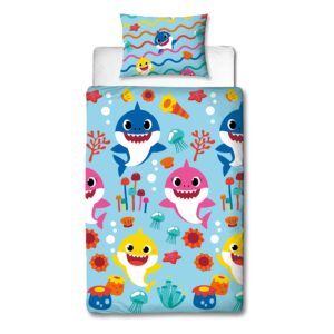 character world baby shark rainbow single duvet cover set