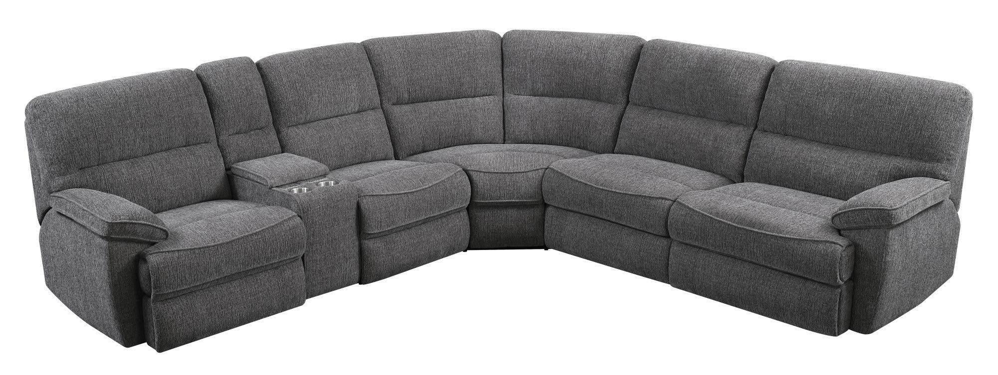 Madrona Burke Lucas Lunar Gray Full Sleeper Sectional Recliner Loveseat with Power Controls and Dual USB Ports