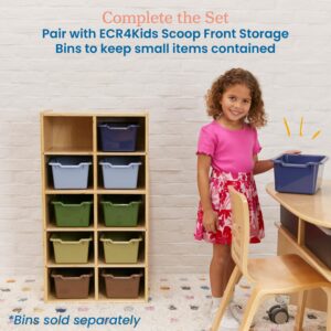 ECR4Kids Streamline 10 Cubby Tray Storage Cabinet, 5x2, Classroom Furniture, Natural