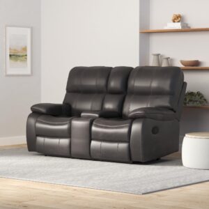 Madrona Burke Zoey Dark Graphite Power Loveseat with Dual Recliners, Hidden Storage, and USB Charging Station