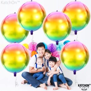 KatchOn, Rainbow Foil Balloons - 22 Inch, Pack of 6 | 4D Gradient Rainbow Balloons | Tie Dye Balloons for Birthday Party Decor | Rainbow Unicorn Balloons | Rainbow Mylar Balloons, Iridescent Balloons