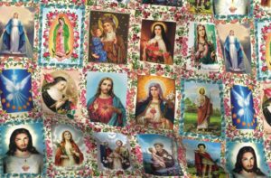 spoonflower fabric - catholic saints religious catholic saints collage jesus mary printed on petal signature cotton fabric fat quarter - sewing quilting apparel crafts decor