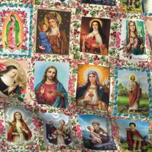 Spoonflower Fabric - Catholic Saints Religious Catholic Saints Collage Jesus Mary Printed on Petal Signature Cotton Fabric Fat Quarter - Sewing Quilting Apparel Crafts Decor