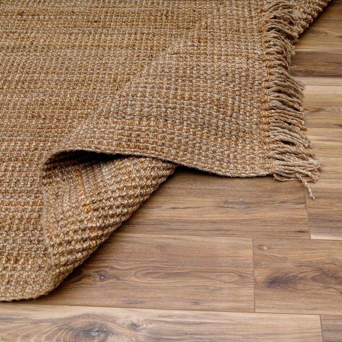 Hauteloom Moncton Handwoven Sea Grass Jute Rug - Natural Fiber Area Rug - Natural Fringe Tassel - Rattan Wicker Look Carpet - Brown - 5' x 7'6" (5x7)