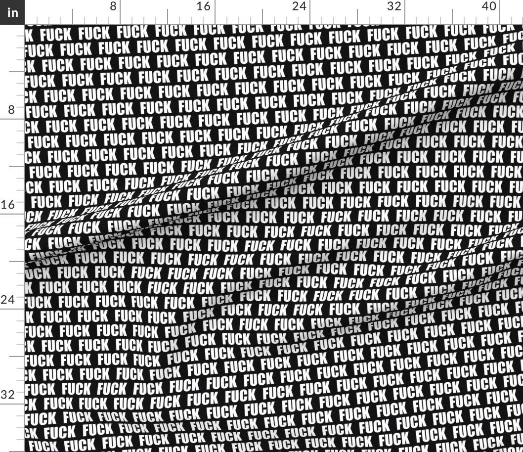 Spoonflower Fabric - F Word Curse Words Swear Profanity Adult Mature Block Text Black and Printed on Petal Signature Cotton Fabric Fat Quarter - Sewing Quilting Apparel Crafts Decor