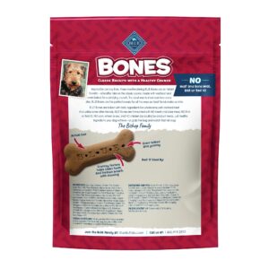 Blue Buffalo Bones Natural Crunchy Dog Treats Large Dog Biscuits Beef, 16oz. Bag, 4 Count