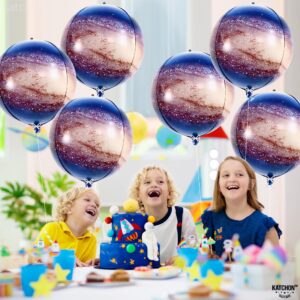 KatchOn, Big 22 Inch Galaxy Balloons - Pack of 6, Galaxy Party Supplies | 360 Degree 4D Round Sphere Space Balloons for Galaxy Party Decorations | Planet Balloons for Outer Space Party Decorations