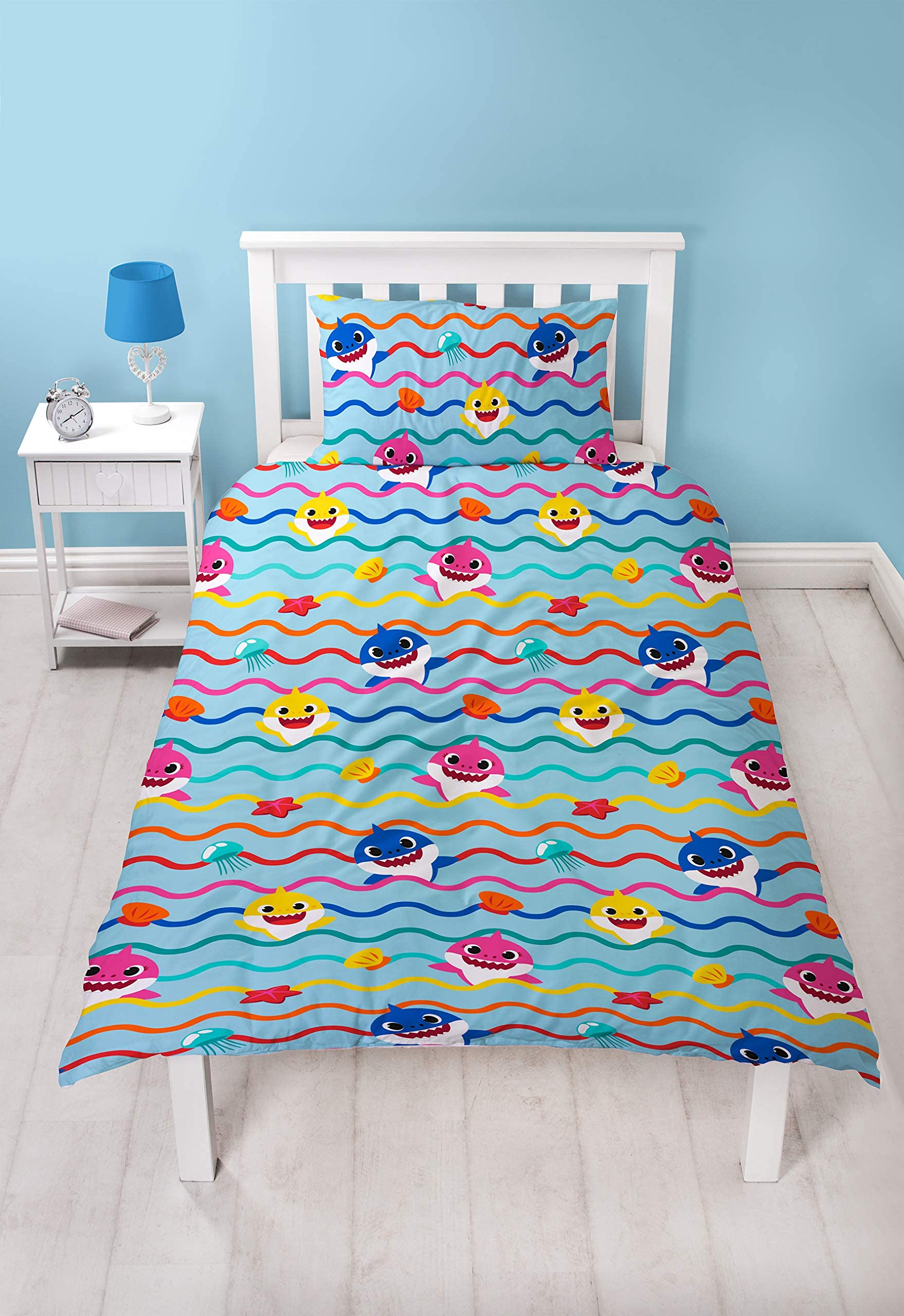 Character World Baby Shark Rainbow Single Duvet Cover Set