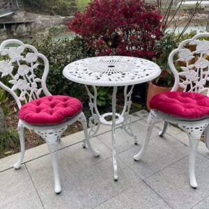 Mandolin 5-Piece Cast Aluminum Patio Bistro Set Outdoor Table Set Waterproof and Sun Resistant Outdoor Furniture Set (Rose White)