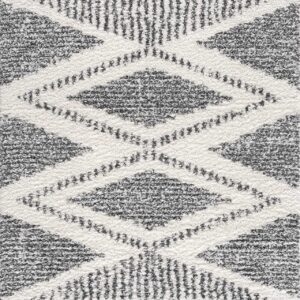 Hauteloom Trunding Moroccan Farmhouse Living Room Bedroom Shaggy Area Rug - Bohemian Shag Rug - Plush High Pile - Southwestern Boho Soft Carpet - Black, Cream, Grey, Beige - 5'3" x 7'3"