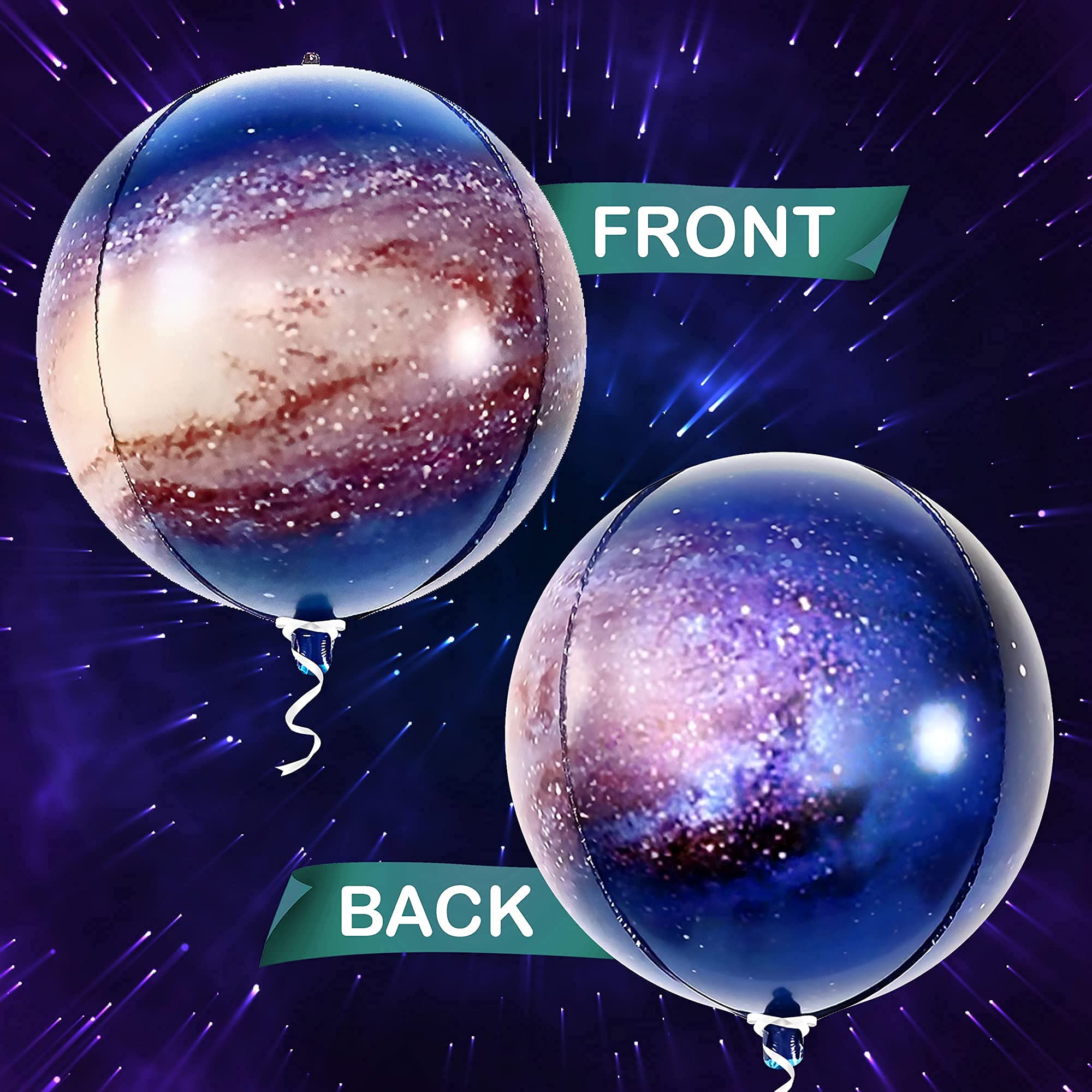 KatchOn, Big 22 Inch Galaxy Balloons - Pack of 6, Galaxy Party Supplies | 360 Degree 4D Round Sphere Space Balloons for Galaxy Party Decorations | Planet Balloons for Outer Space Party Decorations