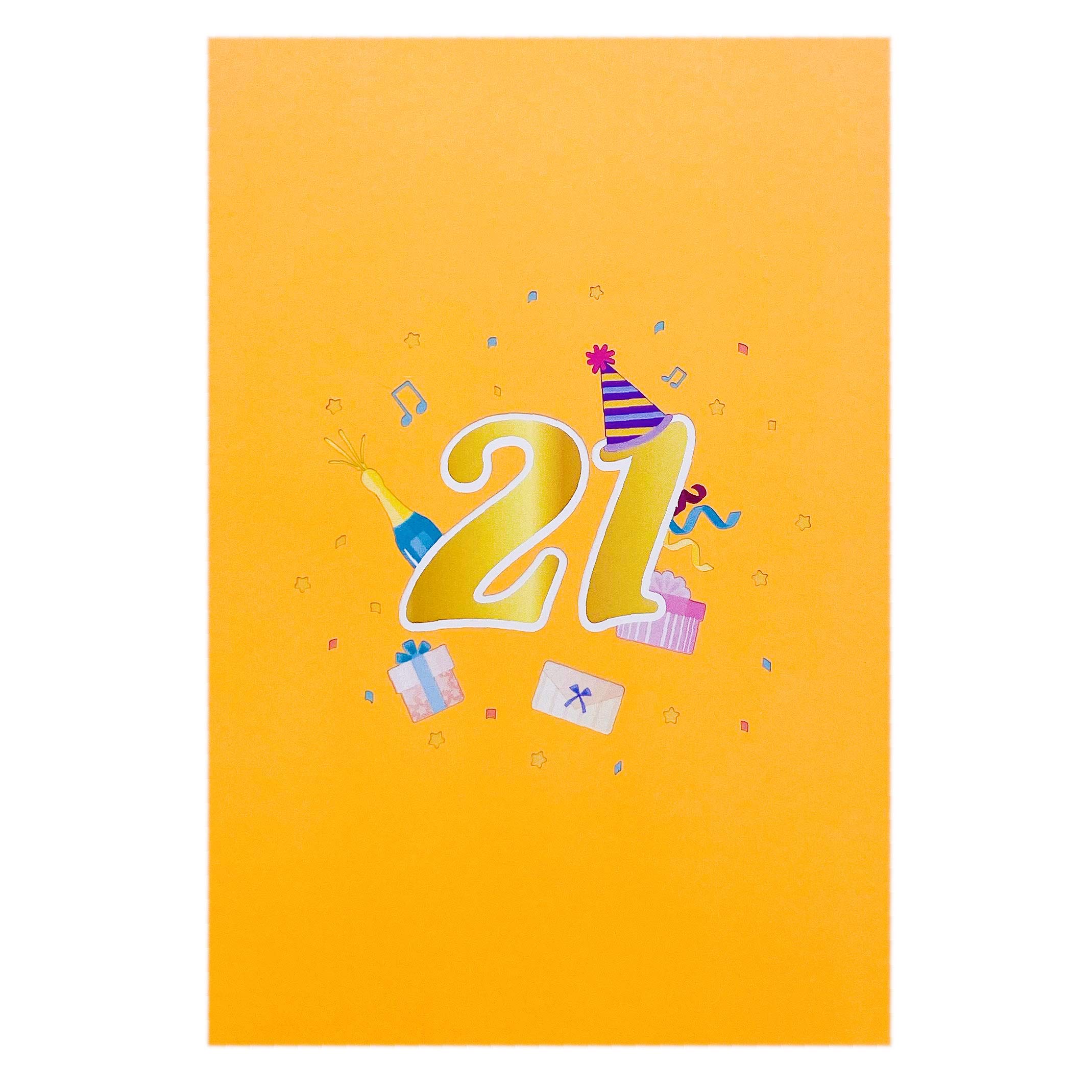 Liif Happy 21st 3D Greeting Pop Up Birthday Card, 21 Birthday Card For Him, Her, Son, Daughter, sister | With Message Note & Envelop | Large Size 8 x 6 inch