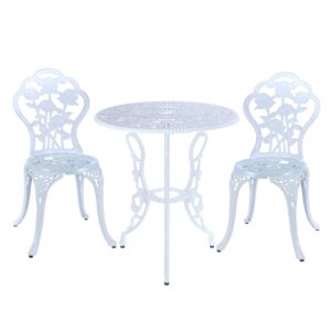 Mandolin 5-Piece Cast Aluminum Patio Bistro Set Outdoor Table Set Waterproof and Sun Resistant Outdoor Furniture Set (Rose White)