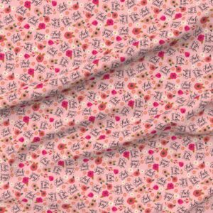 Spoonflower Fabric - Small Cancer Pink Flowers Floral Content Printed on Petal Signature Cotton Fabric by The Yard - Sewing Quilting Apparel Crafts Decor