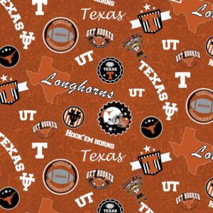 sykel enterprises university of texas fat quarter-ncaa collegiate 100 percent cotton fabric-tx1208