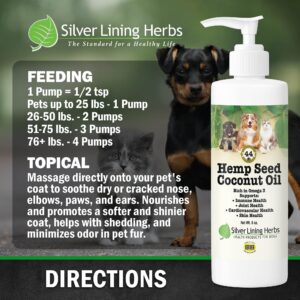 Silver Lining Herbs Coconut Oil for Dogs with Hemp Seed Oil | 8oz Bottle | Anti Itch & Hot Spot Treatment For Dogs Skin & Coat | Allergy Aid | Supports Immune System, Joints, & Digestion | Made in USA