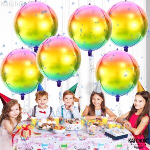 KatchOn, Rainbow Foil Balloons - 22 Inch, Pack of 6 | 4D Gradient Rainbow Balloons | Tie Dye Balloons for Birthday Party Decor | Rainbow Unicorn Balloons | Rainbow Mylar Balloons, Iridescent Balloons