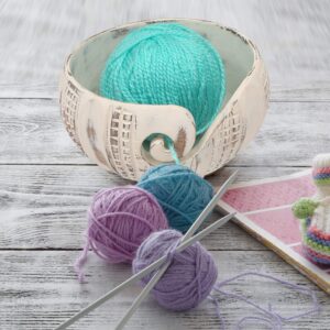 winlay wooden yarn bowl empty yarn storage organizer bowl, diy hand craft knitting crochet yarn balls storage holder