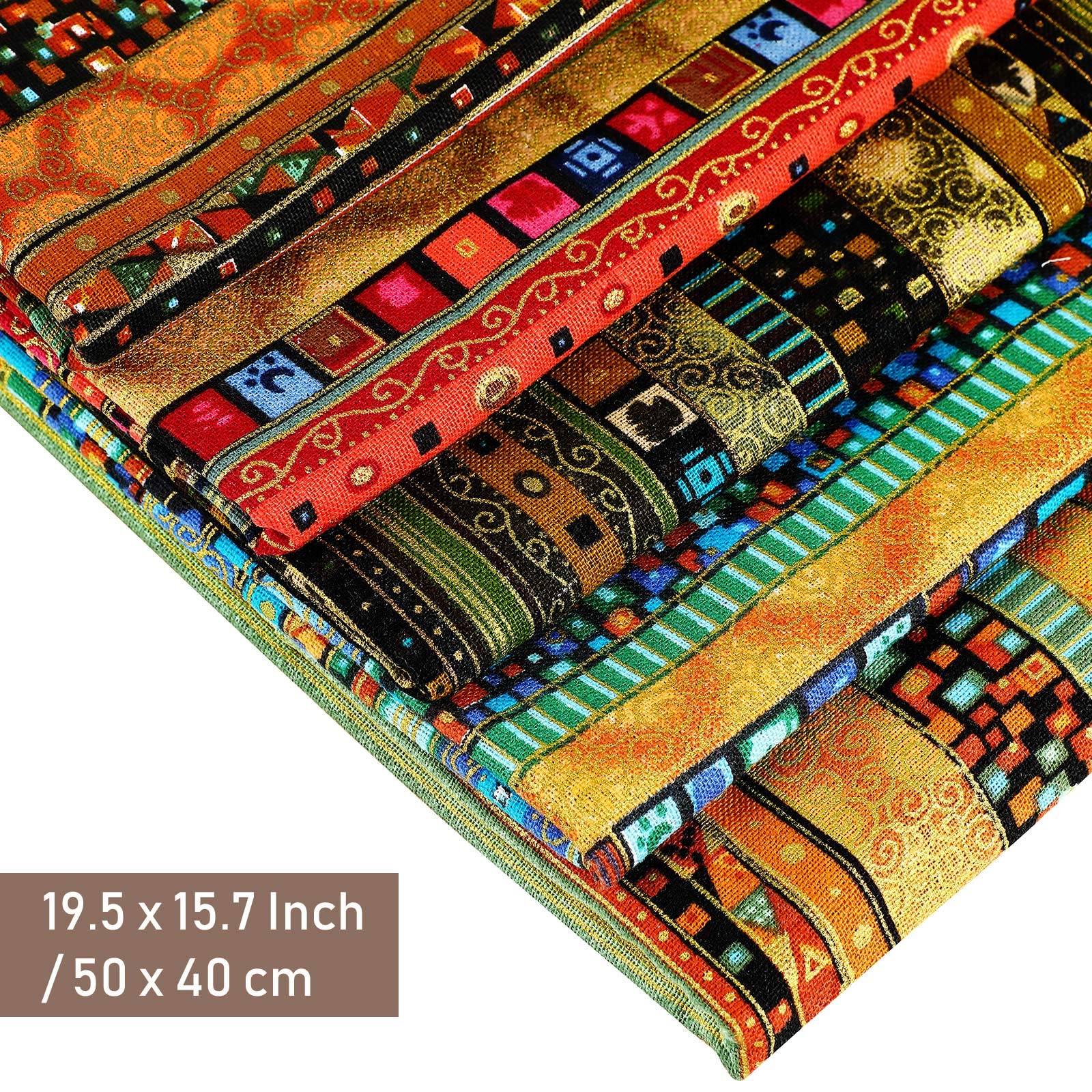 5 Pieces African Print Fabric Pieces Ethnic Pattern Cotton Fat Quarters Pre Cut Quilting Cloth Fabric Fat Quarters Bundles for Sewing Patchwork Face Protectors Crafting Projects, 19.5 x 15.7 Inch