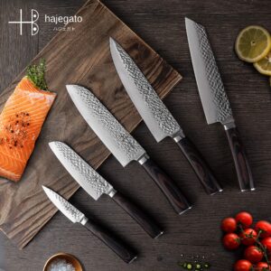 hajegato Japanese Chef Knifes Set Professional Chefs Knife & Paring Kitchen Knifes Set 7cr17 German High Carbon Stainless Steel, 2 Piece Gift Sets… (Kiritsuke 7.5")