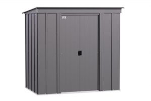 arrow classic steel storage shed, 6x4, charcoal