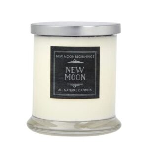 New Moon Candle by New Moon Beginnings - New Beginnings & Manifestation Candle - Dried Flower, Herb, & Crystal Candles - Aromatherapy Candles - Soy Candle - 12oz Glass Jar