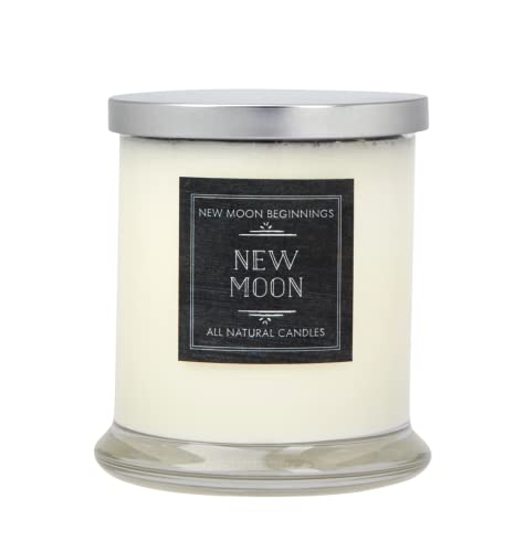 New Moon Candle by New Moon Beginnings - New Beginnings & Manifestation Candle - Dried Flower, Herb, & Crystal Candles - Aromatherapy Candles - Soy Candle - 12oz Glass Jar