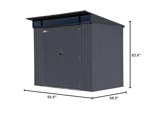 Sojag 8' x 5' Denali Outdoor Lockable Steel Storage Building with Windows, Anthracite