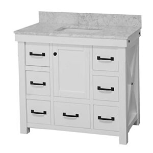 Tuscany 42-inch Bathroom Vanity (Carrara/White): Includes White Cabinet with Authentic Italian Carrara Marble Countertop and White Ceramic Sink