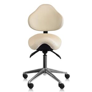 2xhome - adjustable saddle stool chair for clinic hospital pharmacy medical beauty lab exam office technician physical occupational therapy physician (back beige)