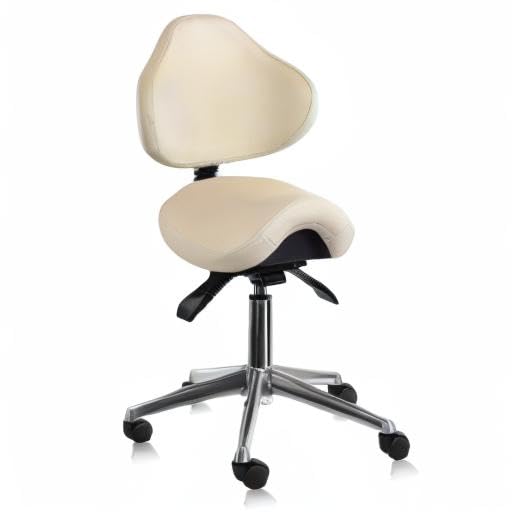 2xhome - Adjustable Saddle Stool Chair for Clinic Hospital Pharmacy Medical Beauty Lab Exam Office Technician Physical Occupational Therapy Physician (Back Beige)