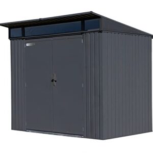 Sojag 8' x 5' Denali Outdoor Lockable Steel Storage Building with Windows, Anthracite