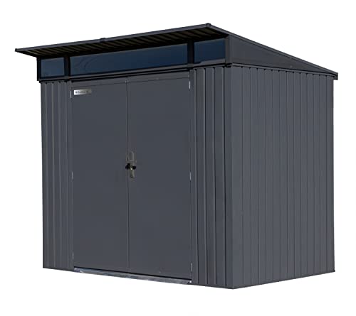 Sojag 8' x 5' Denali Outdoor Lockable Steel Storage Building with Windows, Anthracite