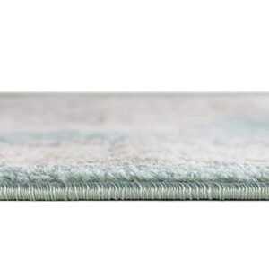 Unique Loom Parker Collection Area Rug - Merakli (4' x 6' Oval, Aqua/ Beige)