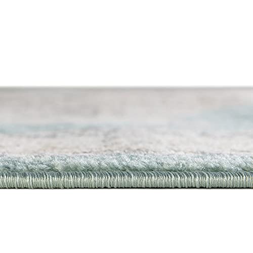 Unique Loom Parker Collection Area Rug - Merakli (4' x 6' Oval, Aqua/ Beige)