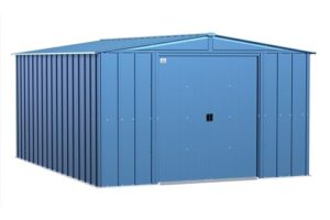 arrow classic steel storage shed, 10x14, blue grey