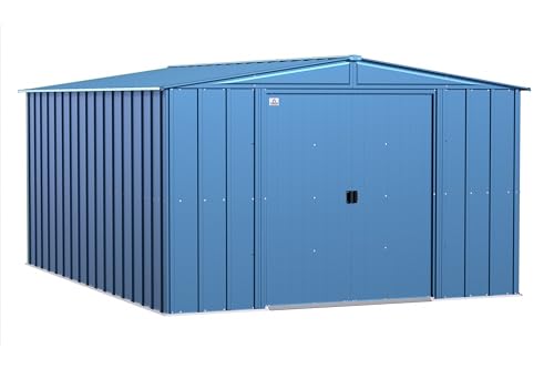 Arrow Classic Steel Storage Shed, 10x14, Blue Grey