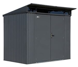 sojag 8' x 5' denali outdoor lockable steel storage building with windows, anthracite