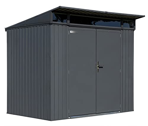 Sojag 8' x 5' Denali Outdoor Lockable Steel Storage Building with Windows, Anthracite