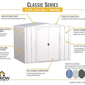 Arrow Classic Steel Storage Shed, 8x6, Sage Green