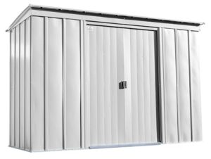 arrow classic steel storage shed, 10x4, flute grey