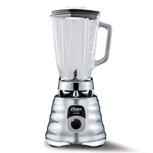 oster original 3 speed chrome blender, 6 times more durable motor, 10 times stronger, 5 cup glass jar