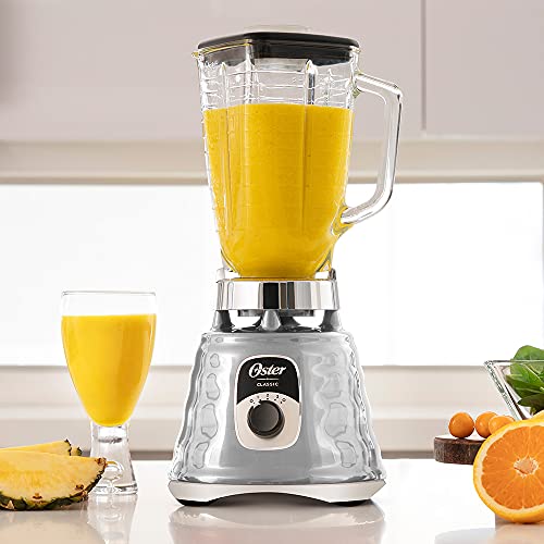 Oster Original 3 Speed Chrome Blender, 6 Times more Durable Motor, 10 Times Stronger, 5 Cup Glass Jar