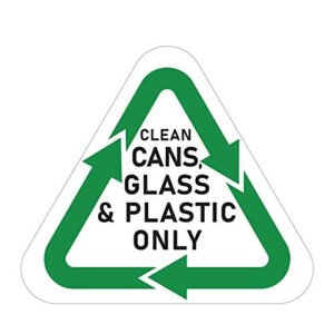 becks printing clean cans, glass and plastic only recycling stickers for trash cans, garbage bins - pack of 3