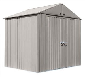 arrow shed elite 8' x 6' outdoor lockable steel storage shed building, cool grey