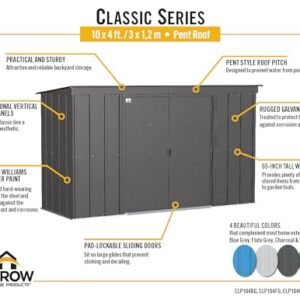 Arrow Classic Steel Storage Shed, 10x4, Flute Grey