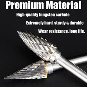 Tungsten Carbide Rotary Burr Set for Dremel, 10PCS Carbide Double Cut Carving Burr Bits with 1/8” Shank Rotary Tool Accessories for Woodworking, Engraving, Drilling, Steel Metal Working