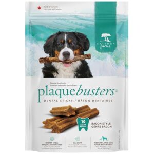 caledon farms plaque busters with bacon dog treats: grain free, gluten free, no additives, colors or preservatives, brown 8 count (pack of 1)