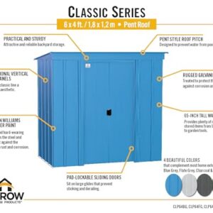 Arrow Classic Steel Storage Shed, 6x4, Charcoal