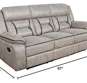 Coaster Greer Upholstered Motion Reclining Sofa, Taupe